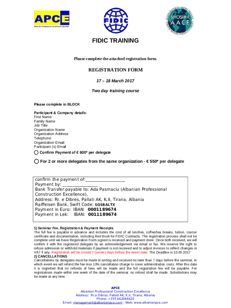 FIDIC TRAINING Doc Template | pdfFiller