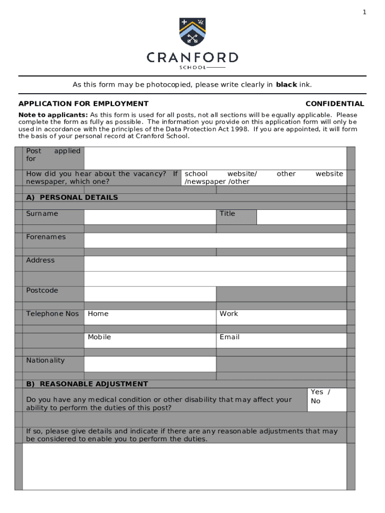 confidential application for employment - compass-uk.org Doc Template ...