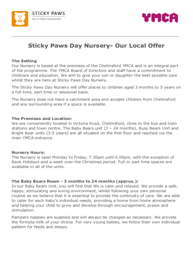 Fillable Online Chelmsford YMCA Day Nursery - Inspection - Ofsted ...