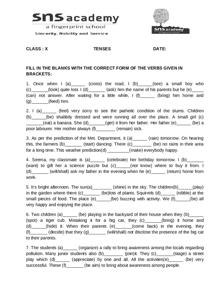 fill in the blanks with the correct of the verbs given in ... Doc ...