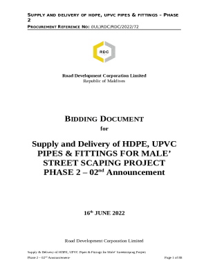 Supply and Delivery of HDPE, UPVC PIPES & FITTINGS FOR MALE' STREET ...