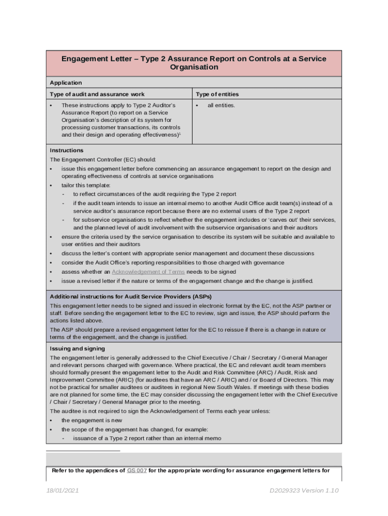 'Type 2' Assurance Report on Controls Doc Template | pdfFiller
