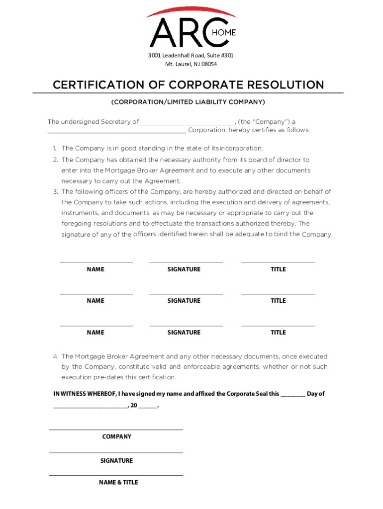 Fillable Online Arc Home LLC Enter Client's Name Delegated and Non ...