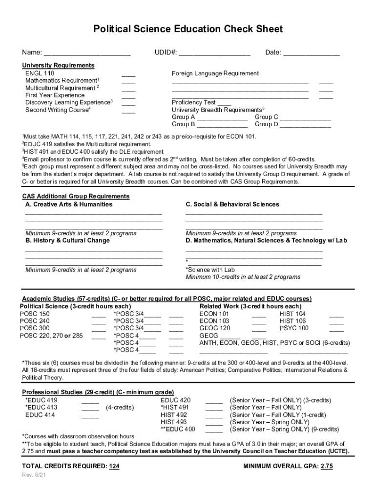 Fillable Online POSC Ed Check Sheet Fax Email Print - pdfFiller