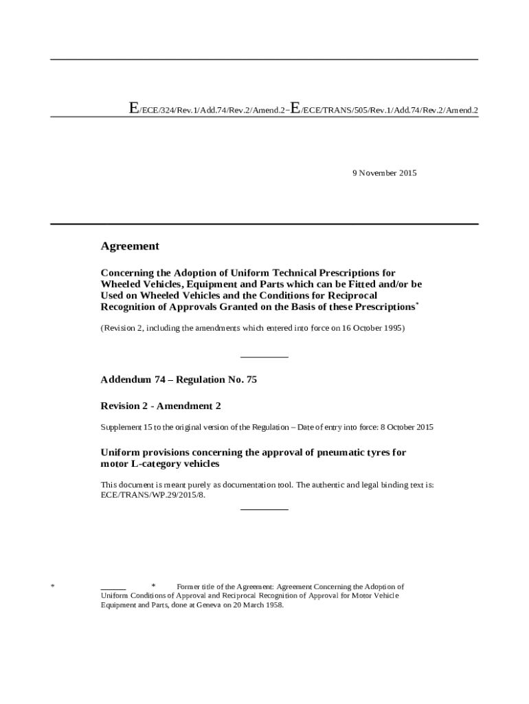 Addendum 74 Regulation No Doc Template | pdfFiller