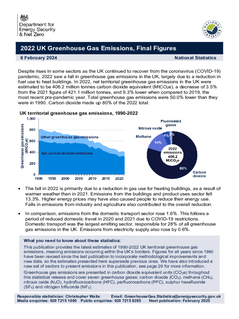 Fillable Online Final UK greenhouse gas emissions national statistics Fax Email Print - pdfFiller