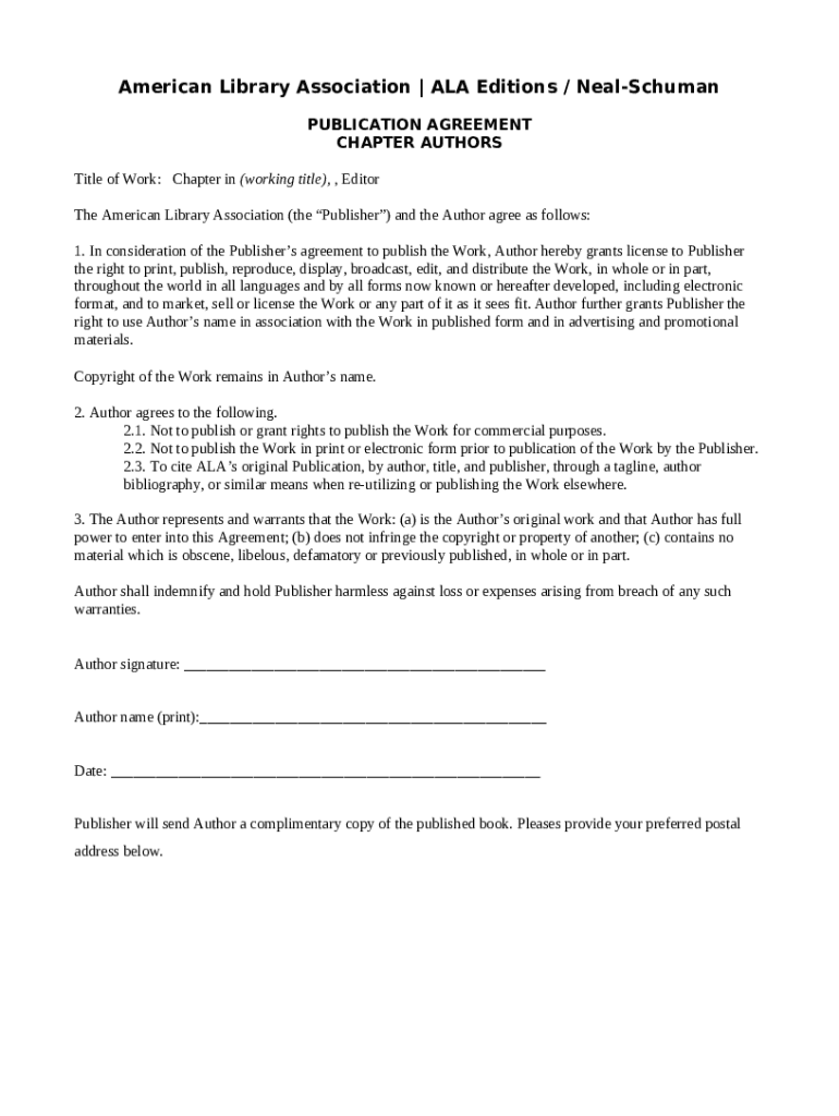 Author Copyright Agreements for ALA Division Journals ... Doc Template ...
