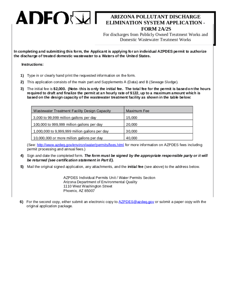 AZPDES GENERAL PERMIT AZGP2012-002 NOI Doc Template | pdfFiller