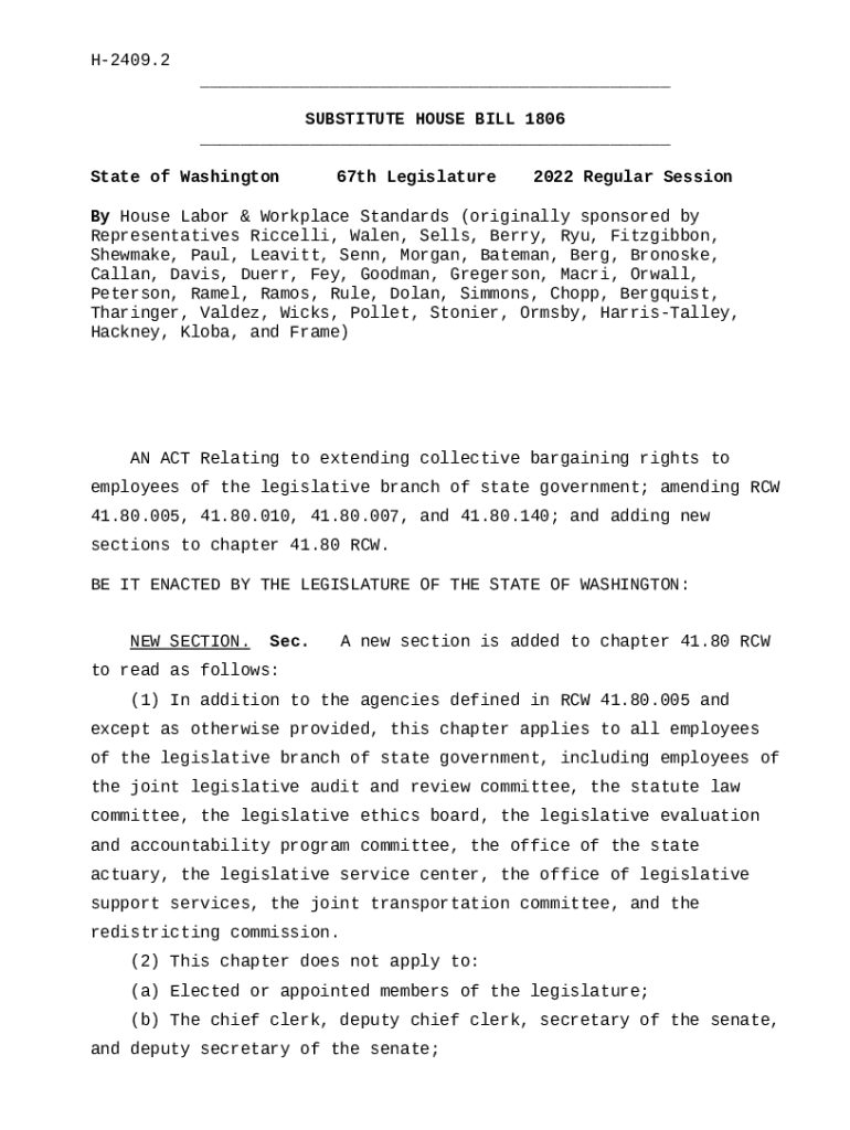 HB 1806 - Washington State Legislature Doc Template | pdfFiller