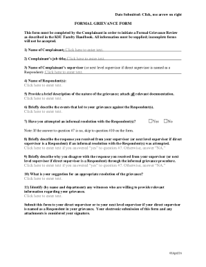 Fillable Online FORMAL GRIEVANCE FORM-08Apr16.docx Fax Email Print - pdfFiller