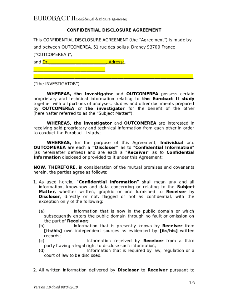 This CONFIDENTIAL DISCLOSURE AGREEMENT (the "Agreement") is made by and ...