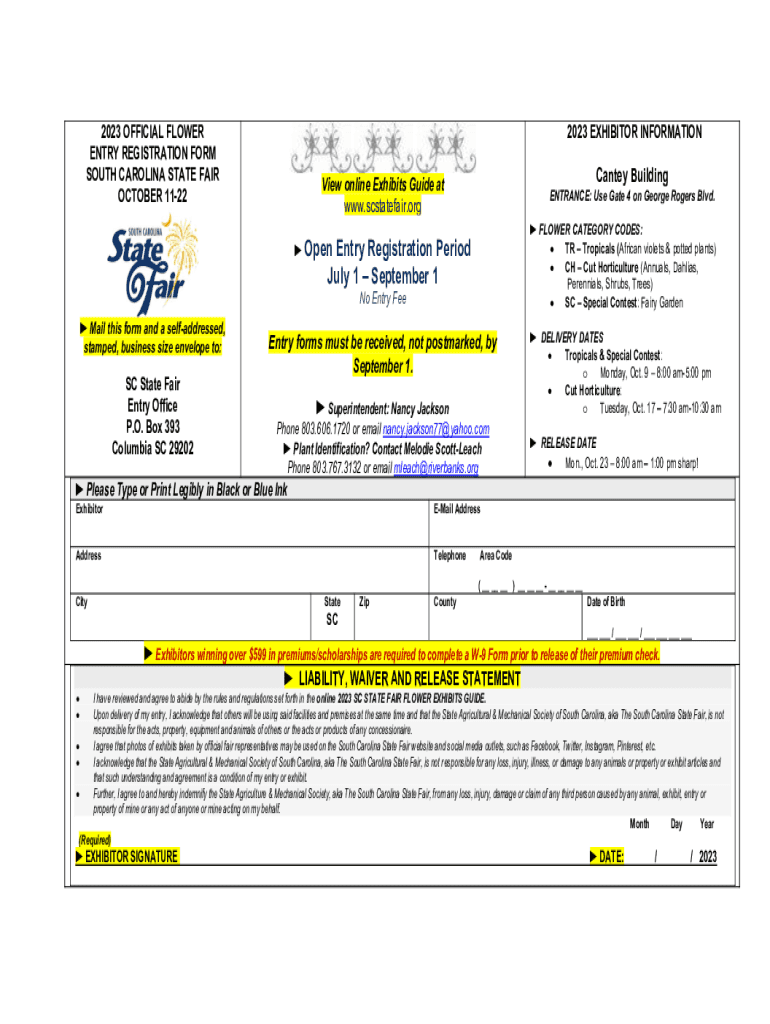 Fillable Online SC State Fair accepting submissions for Competitive ...