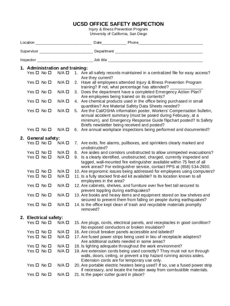 ucsd office safety inspection - blink ucsd Doc Template | pdfFiller