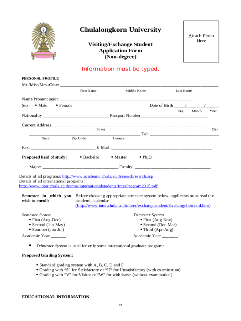 Visiting/Free Mover Student Application (Non-Degree) ... Doc Template ...