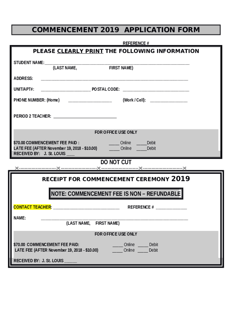 commencement 2019 application Doc Template | pdfFiller