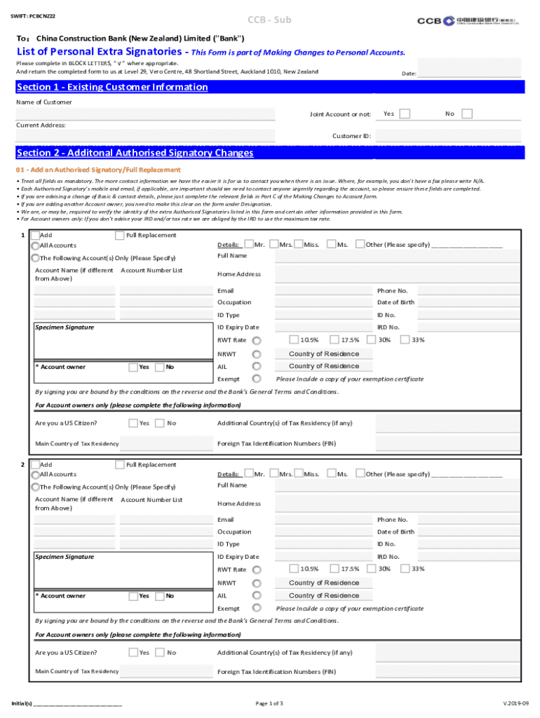 Fillable Online Additonal Authorised Signatory Changes Fax Email Print - pdfFiller