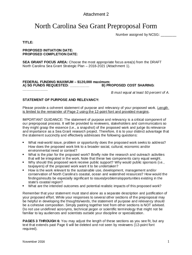 REQUEST FOR FULL PROPOSALS - ncseagrant ncsu Doc Template | pdfFiller