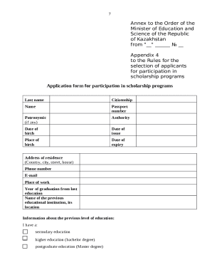 Application for participation in scholarship programs Doc Template ...