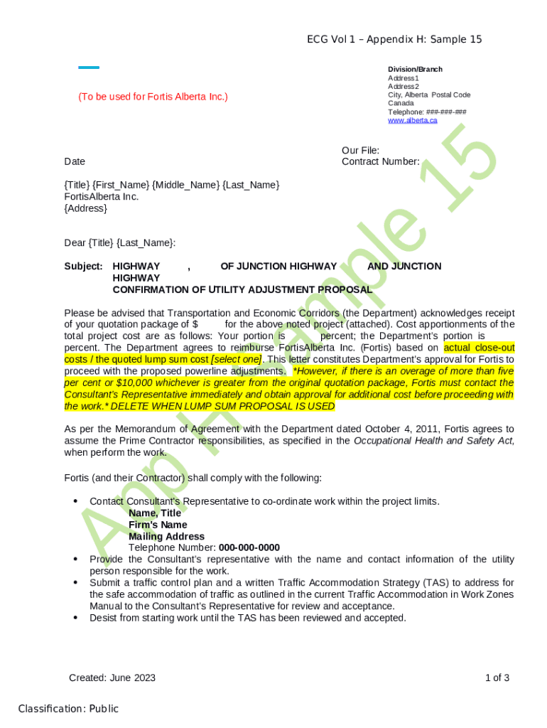 Engineering Consultant Guidelines Appendix H. Utility Sample 15 Doc Template | pdfFiller