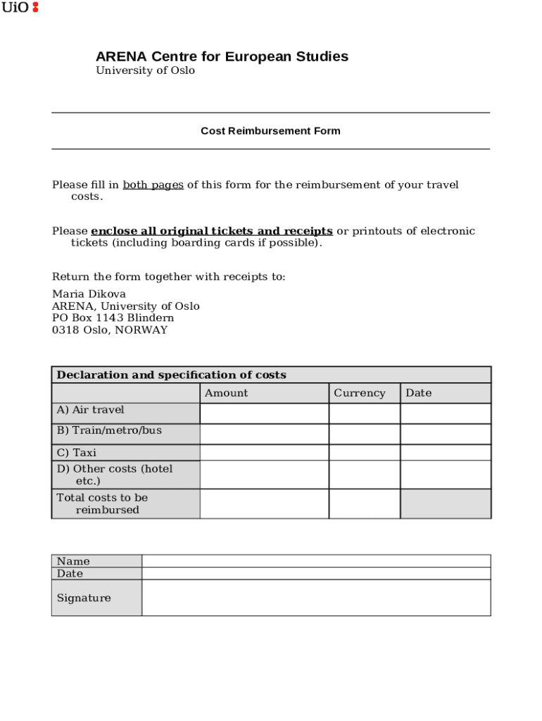 Travel expense claim, expense reimbursement and ... Doc Template ...