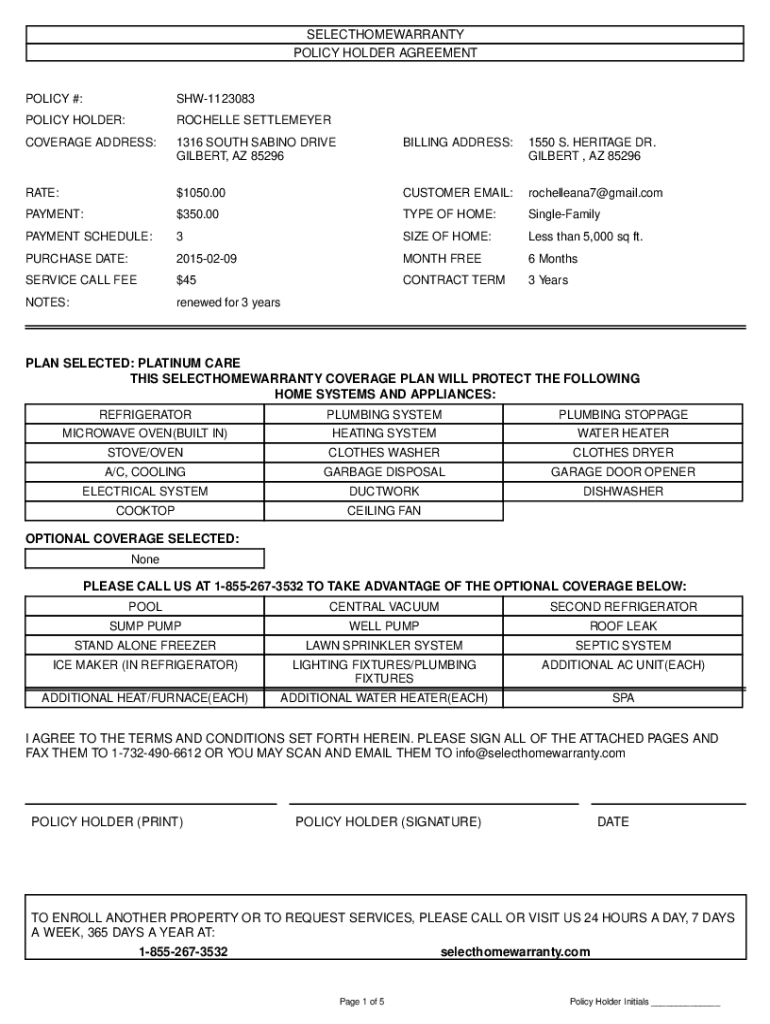Fillable Online POLICY HOLDER AGREEMENT Fax Email Print - pdfFiller