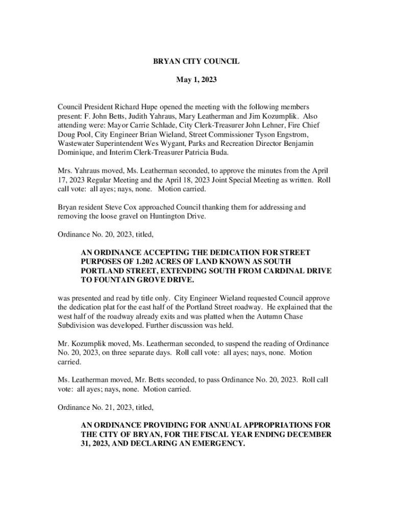 Fillable Online attending were: Mayor Carrie Schlade, City Clerk ...