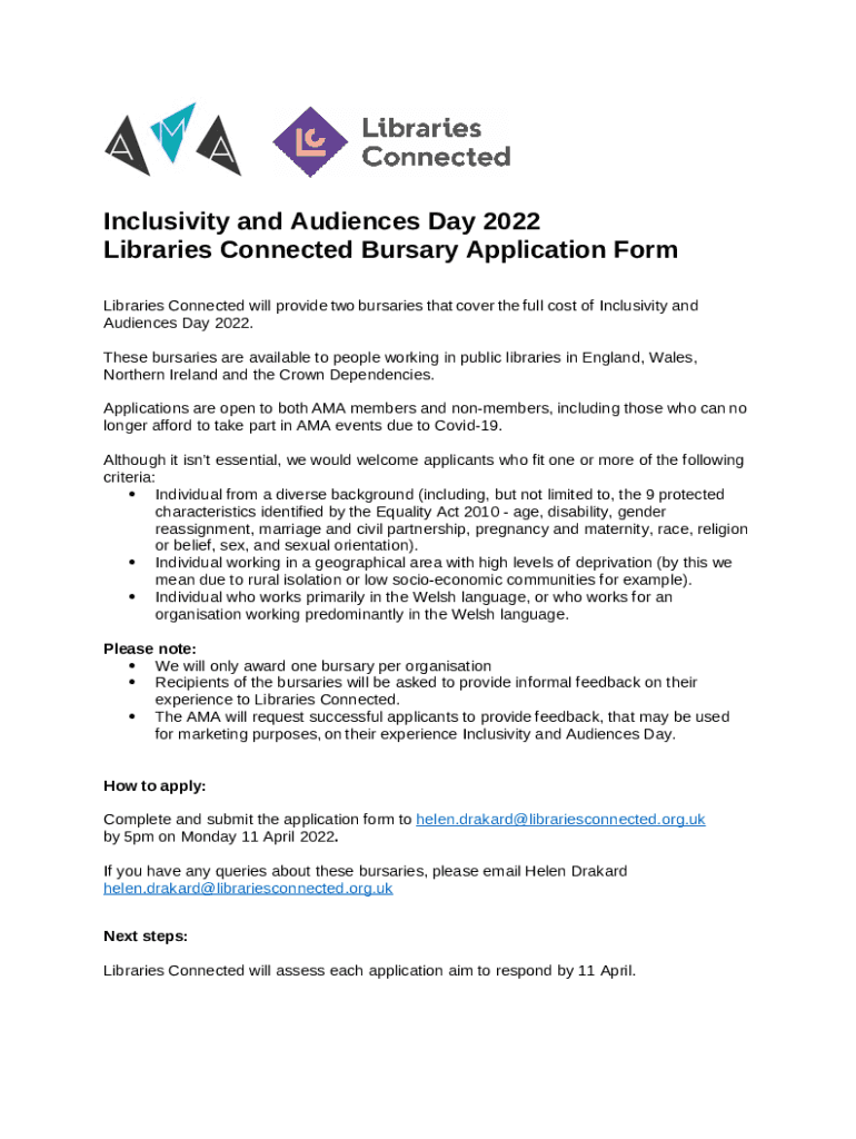 Word Bursary Libraries Connected - IAD.docx Doc Template | pdfFiller