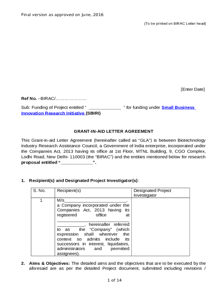 Small Business Innovation Research Grants Program - birac nic Doc ...