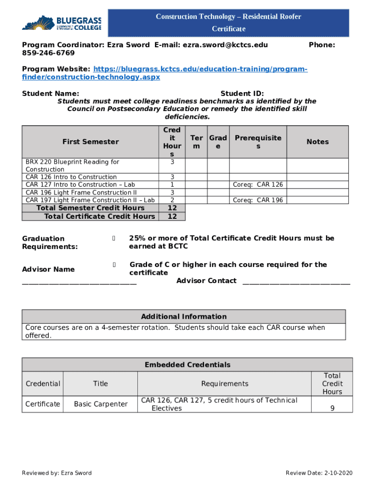 Construction TechnologyBasic Carpenter Certificate Doc Template | pdfFiller