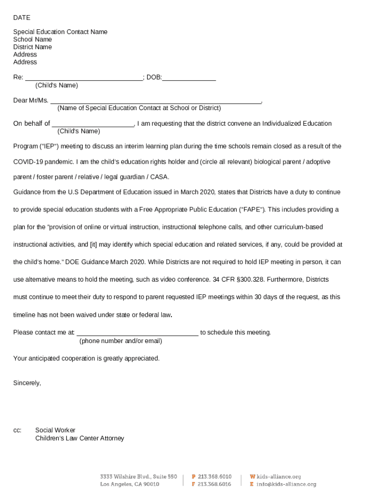 IDEA Reauthorization - Sample Letter with Background Info ... Doc ...