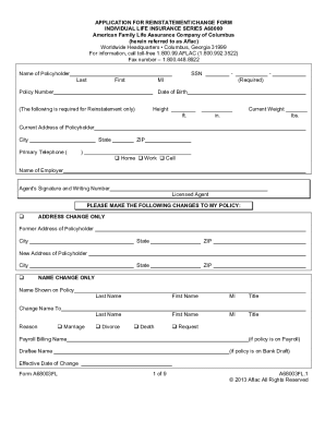 Fillable Online application for reinstatement/change form Fax Email ...