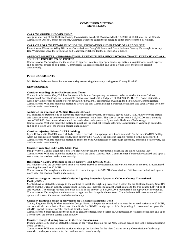 Commission Williams seconded, and upon a voice vote, the motion carried ...