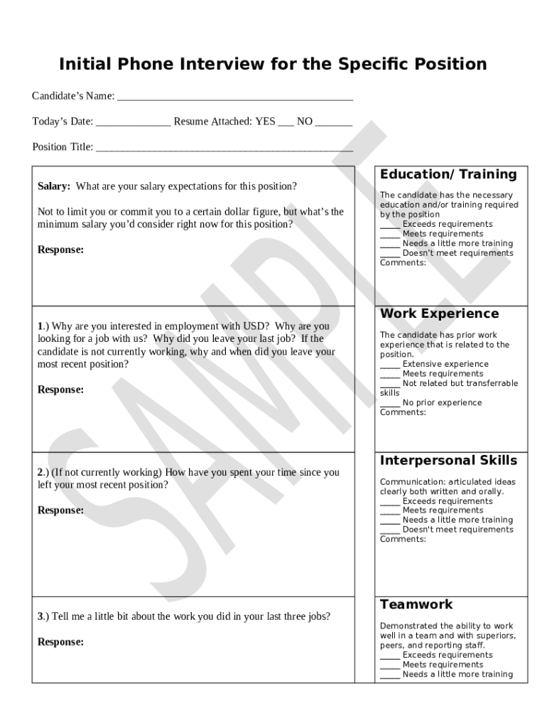 How to Conduct a Phone Interview With Sample Questions Doc Template ...