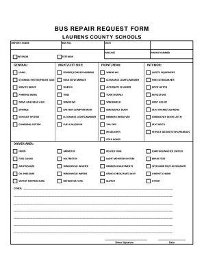 Fillable Online BUS REPAIR REQUEST FORM Fax Email Print - pdfFiller