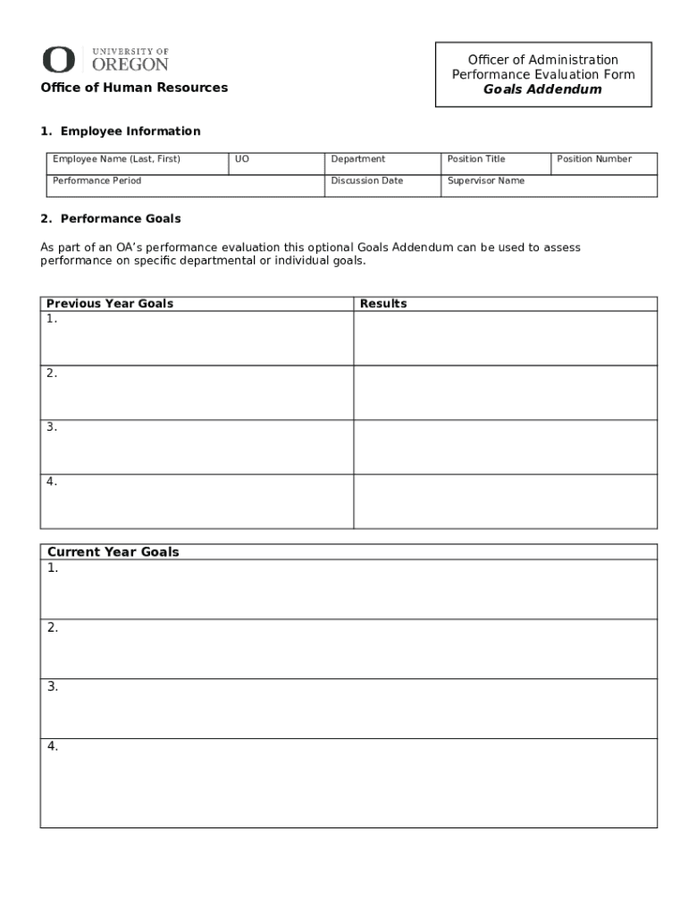 OA Perance Evaluation - hr uoregon Doc Template | pdfFiller