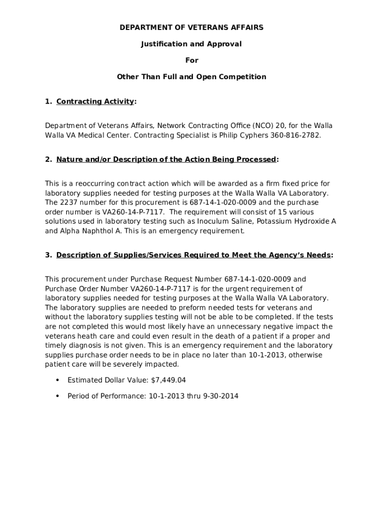 Department of Veterans Affairs, Network Contracting Office (NCO) 20 ...
