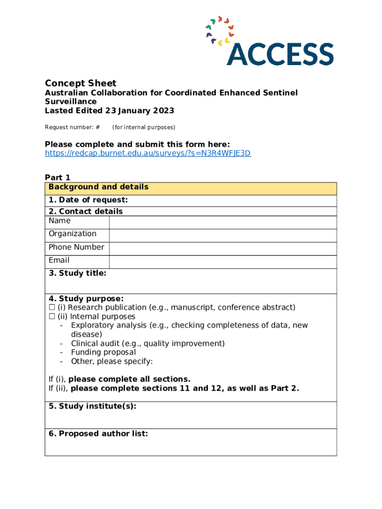 concept sheet template - ACCESS Project Doc Template | pdfFiller
