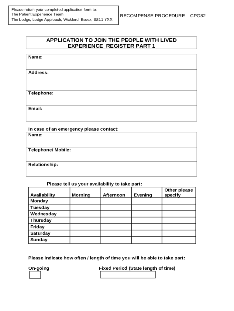 application to join the people with lived experience register ... Doc ...