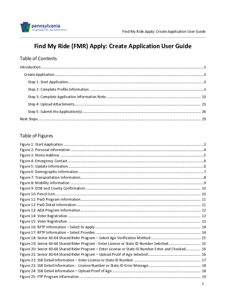 Fillable Online Find My Ride (FMR) Apply: Create Application User Guide Fax Email Print - pdfFiller
