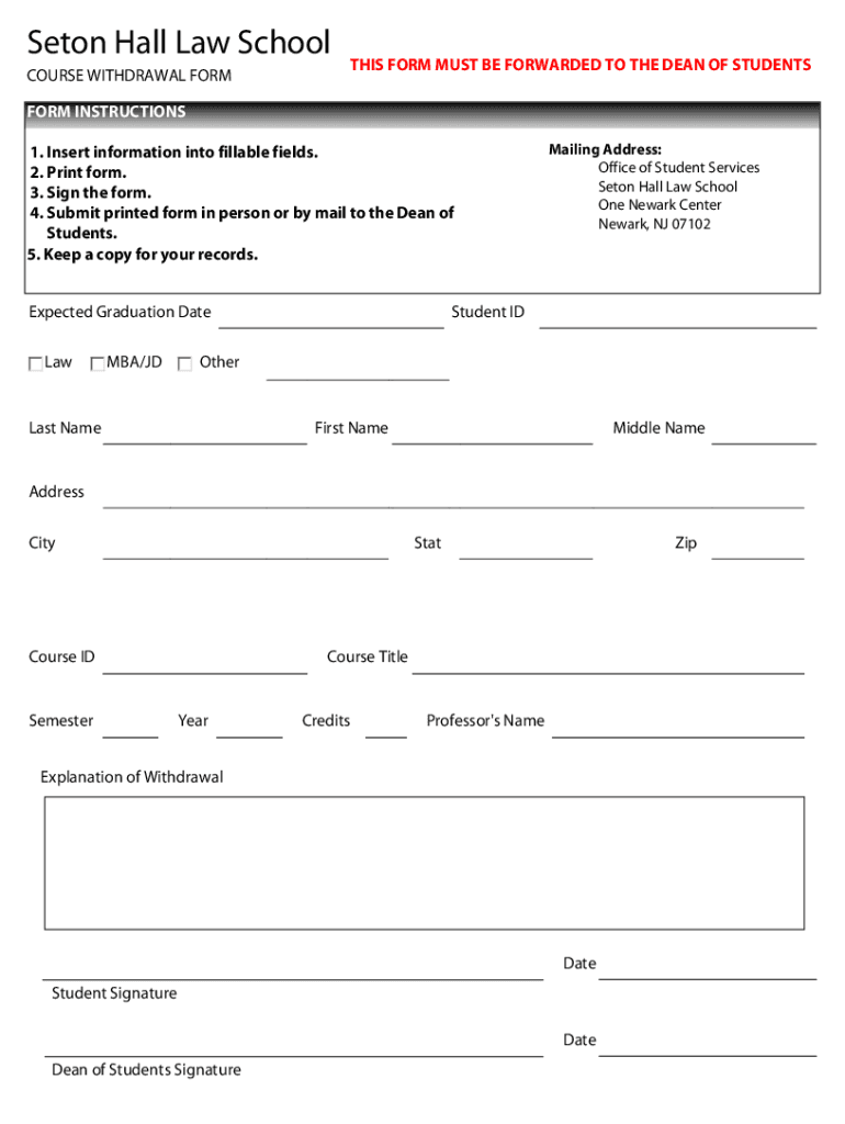 Fillable Online law shu Request for a Form Letter or Academic File ...