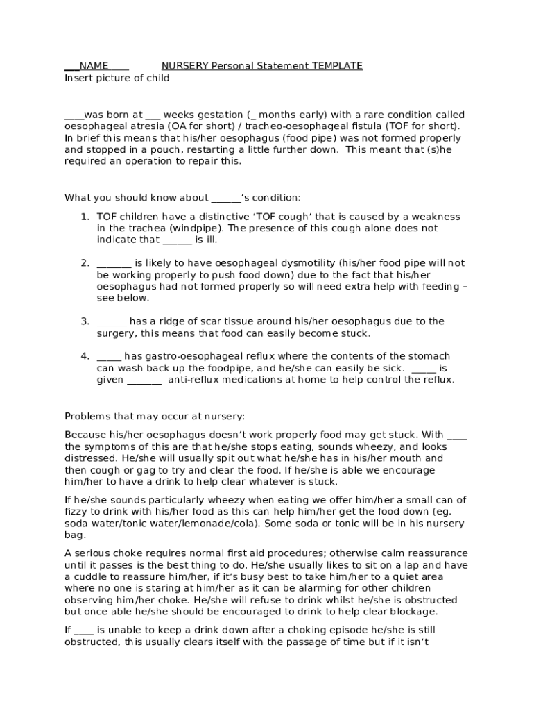 Individual Health Care Plan template (Nursery) - tofs org Doc Template ...