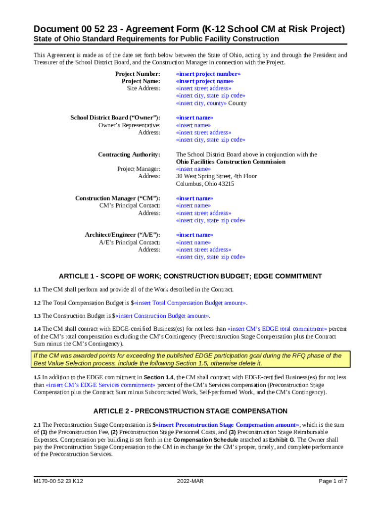 M170-00 52 23.K12. Agreement (K-12 School CM at Risk Project) Doc ...