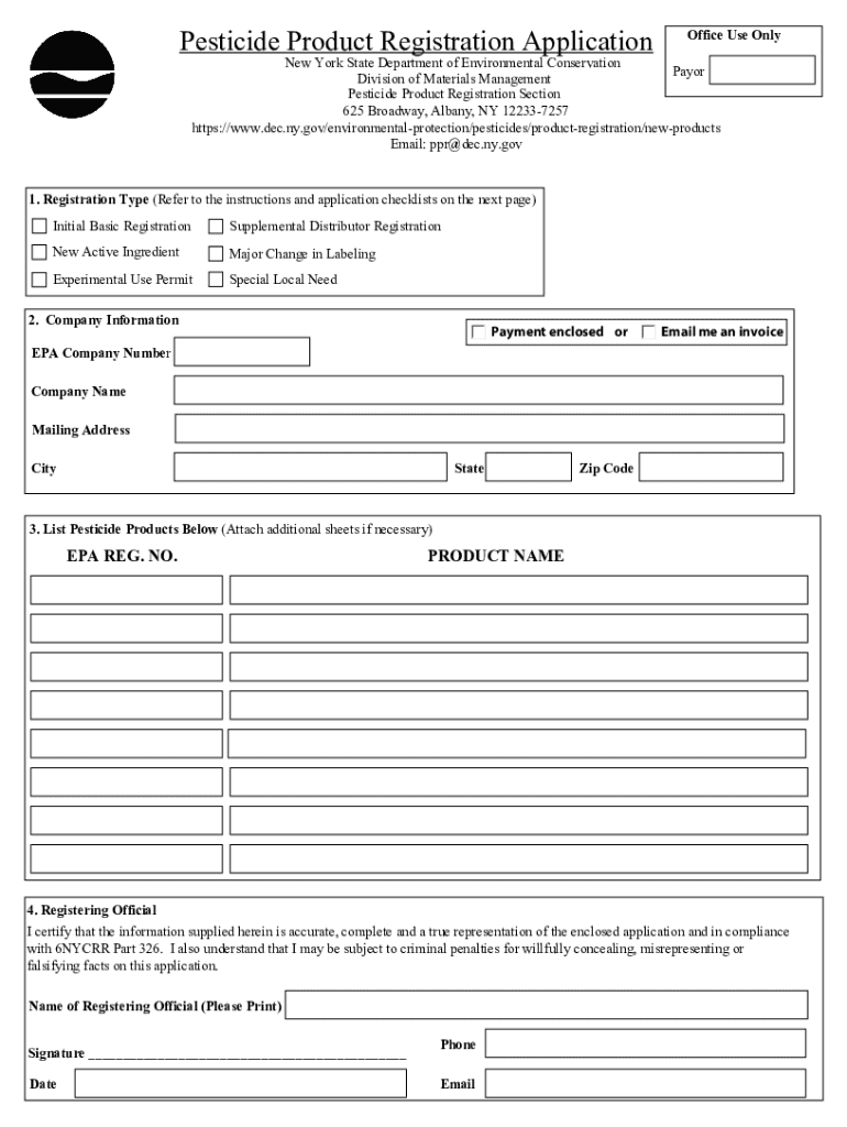 Fillable Online dec ny Pesticide Product Registration Application - New ...