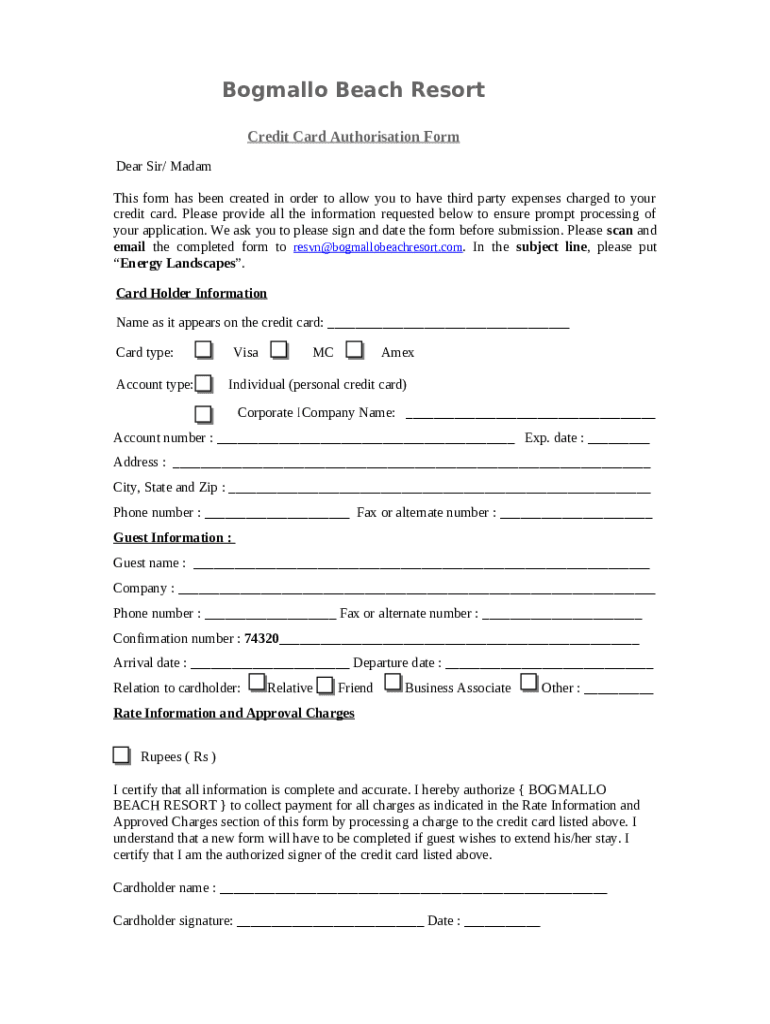 Bogmallo Beach Resort Booking Doc Template | pdfFiller