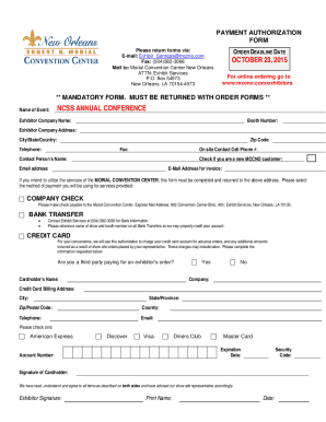 Fillable Online payment authorization form - order deadline date Fax Email Print - pdfFiller