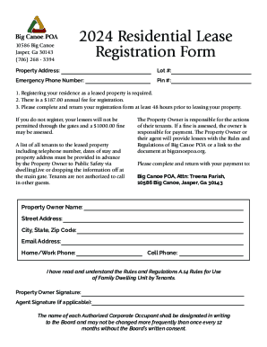 Fillable Online 2024 Residential Lease Registration Form Fax Email ...