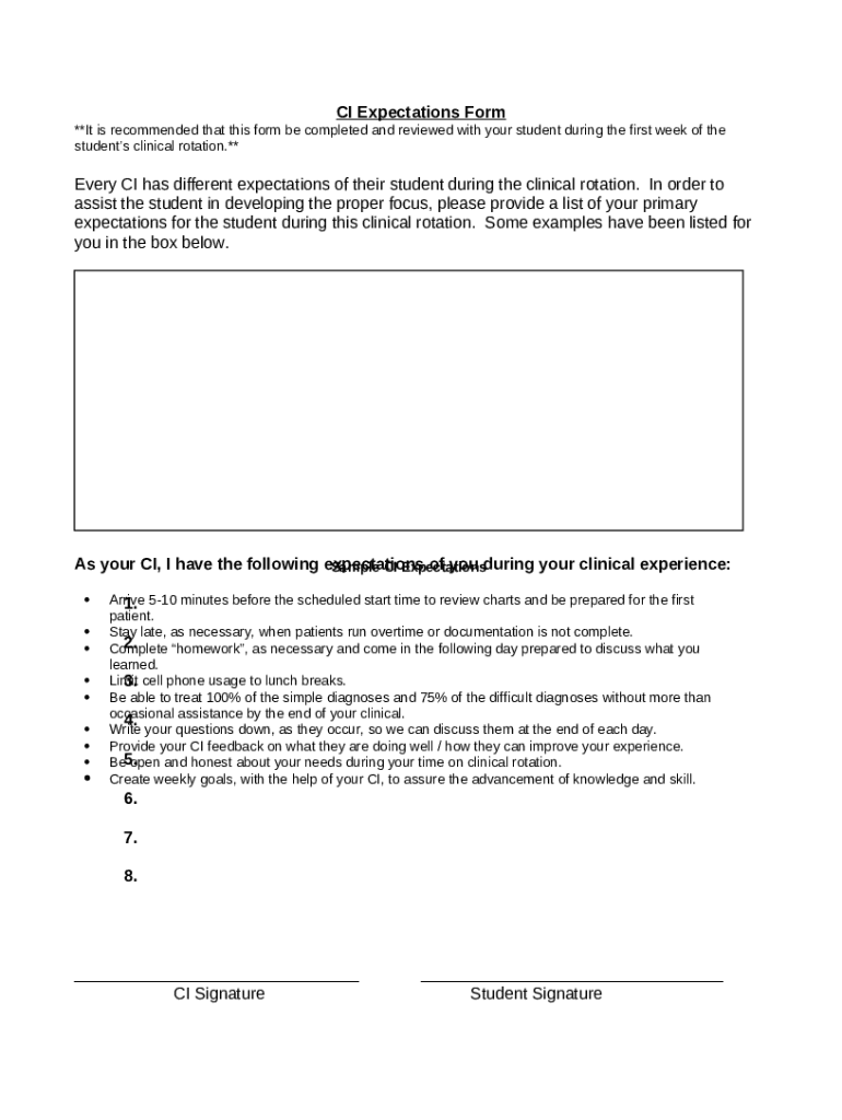 CI Expectations Doc Template | pdfFiller