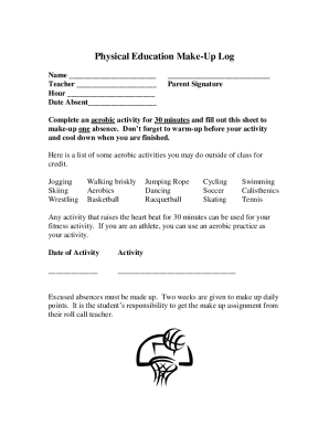 Fillable Online AMHS PE Make Up Sheet.pdf - Physical Education ... Fax ...