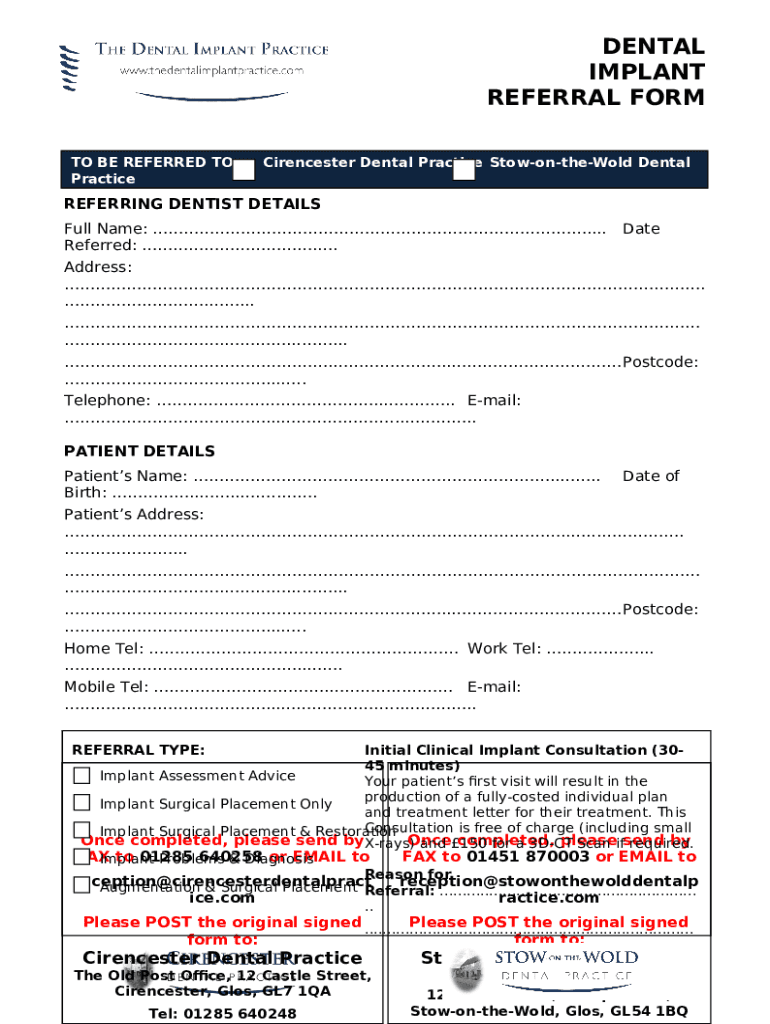 Texas Center for Oral Surgery & Dental ImplantsTexas Doc Template | pdfFiller