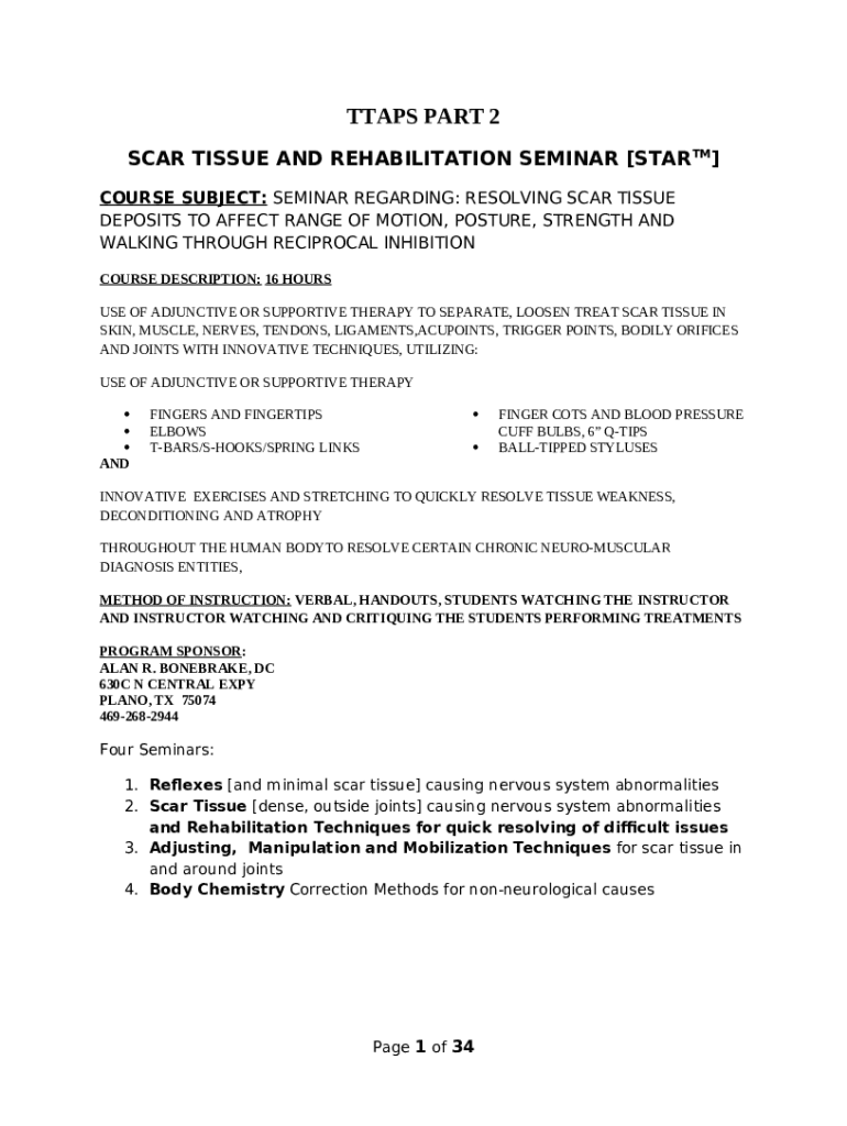 The STRAIT Method Scar Tissue Release Seminar Doc Template | pdfFiller